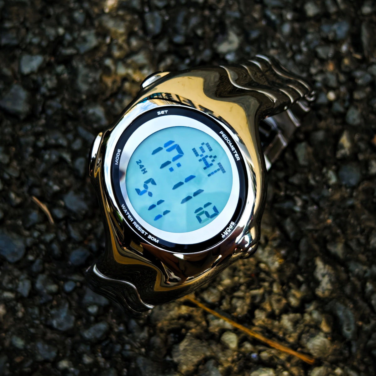 Benlydesign-y2k Metal Futuristic Unique Digital Watch -X5000-Digital Series