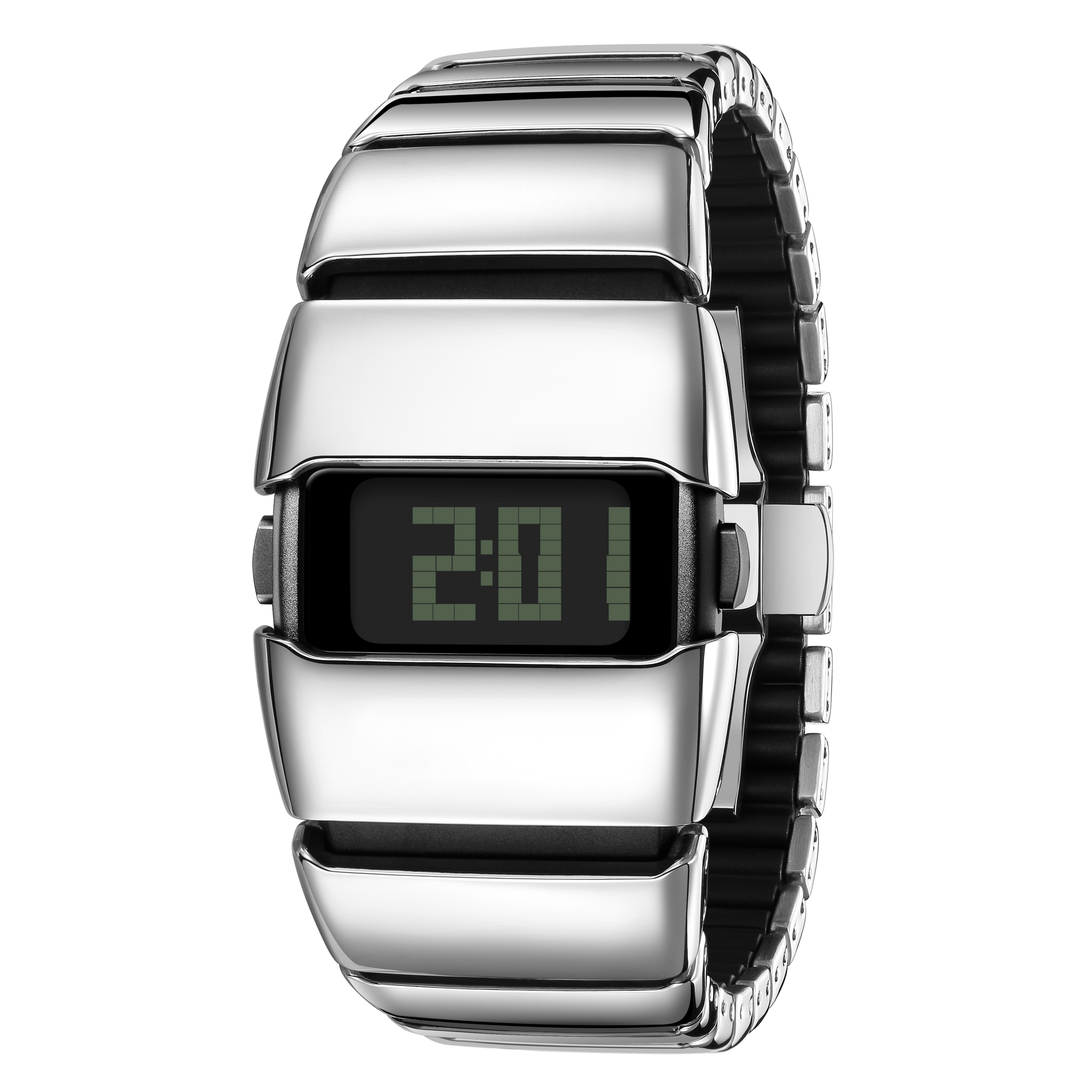 Benlydesign-y2k Metal Futuristic Unique Digital Watch -X6000S-SHINY