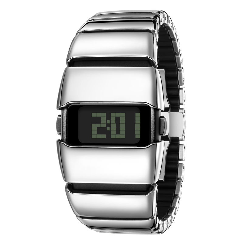 Benlydesign-y2k Metal Futuristic Unique Digital Watch -X6000S-SHINY