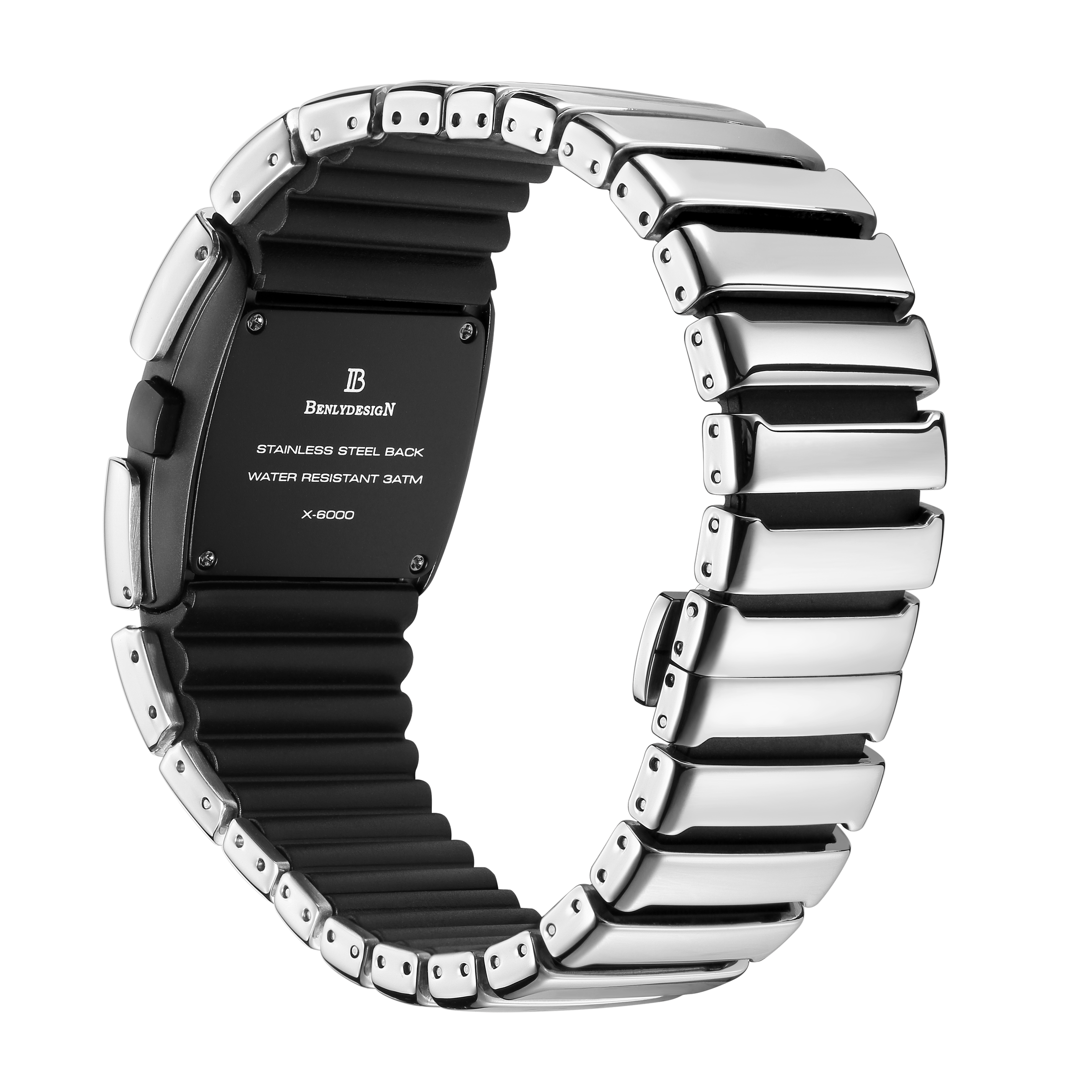Benlydesign-y2k Metal Futuristic Unique Digital Watch -X6000S-SHINY
